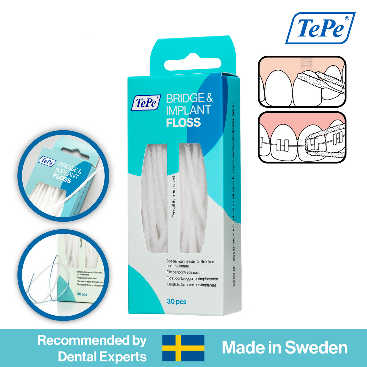 TePe Bridge and Implant Floss ™ 30's – TePe Philippines